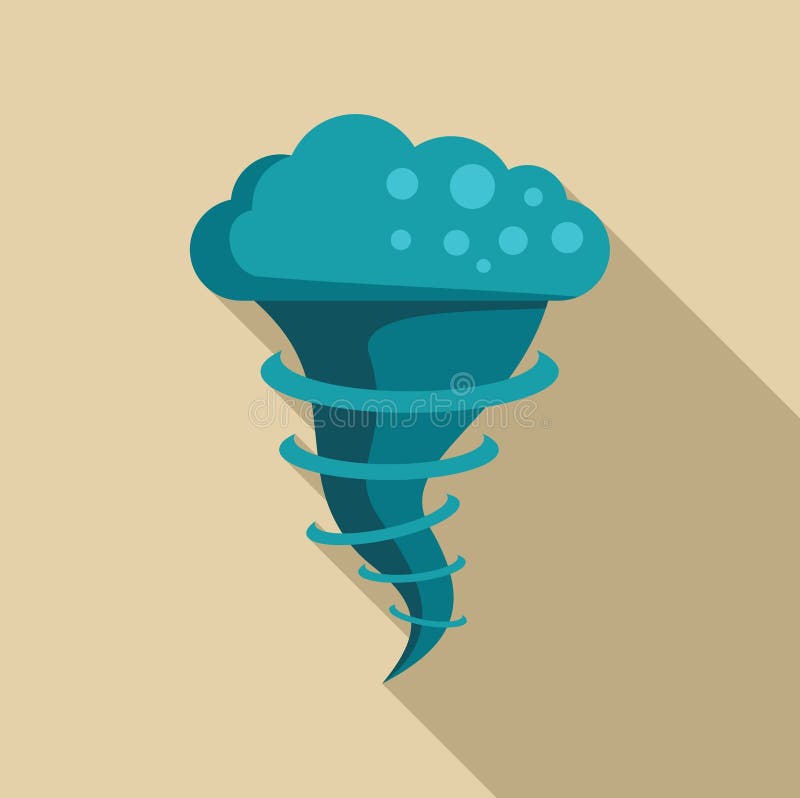 Blue Cartoon Tornado Spinning with Clouds on Top Stock Illustration ...
