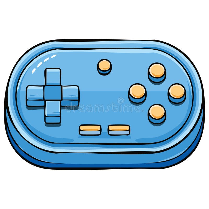 Blue Cartoon Video Game Controller with Round and Rectangular Buttons ...