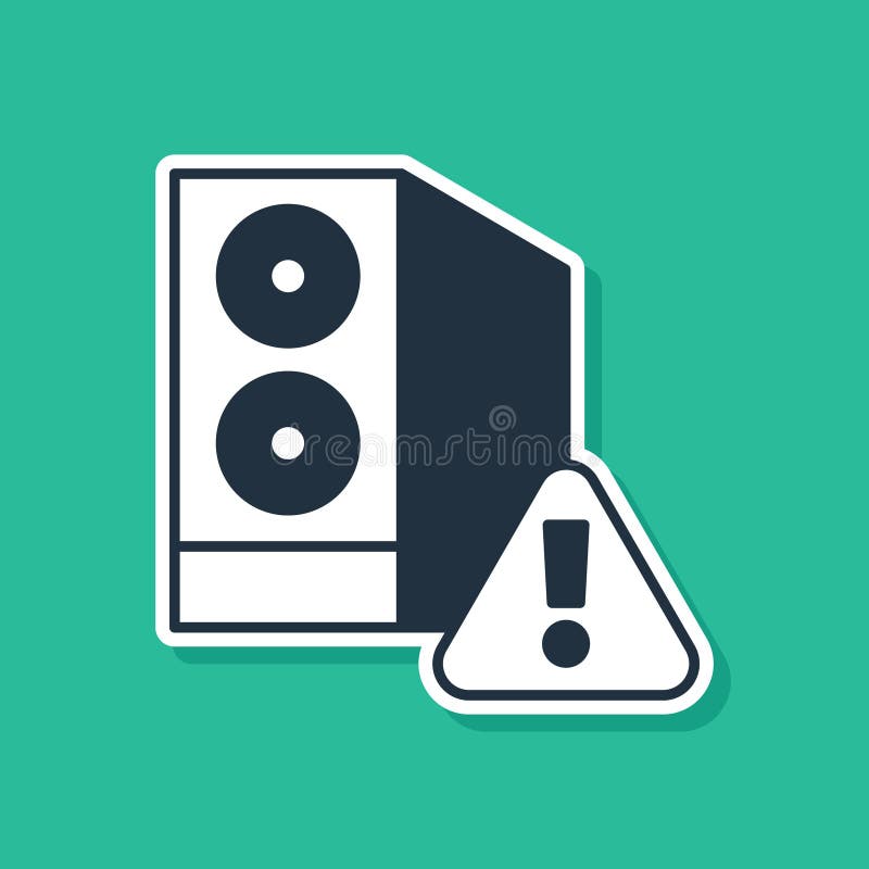 Blue Case of Computer with Exclamation Mark Icon Isolated on Green ...