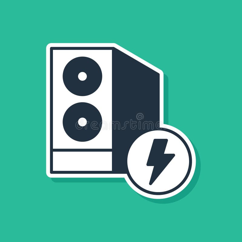 Blue Case of Computer Icon Isolated on Green Background. Computer ...