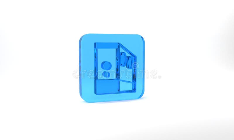 Blue Case of Computer Icon Isolated on Grey Background. Computer Server ...