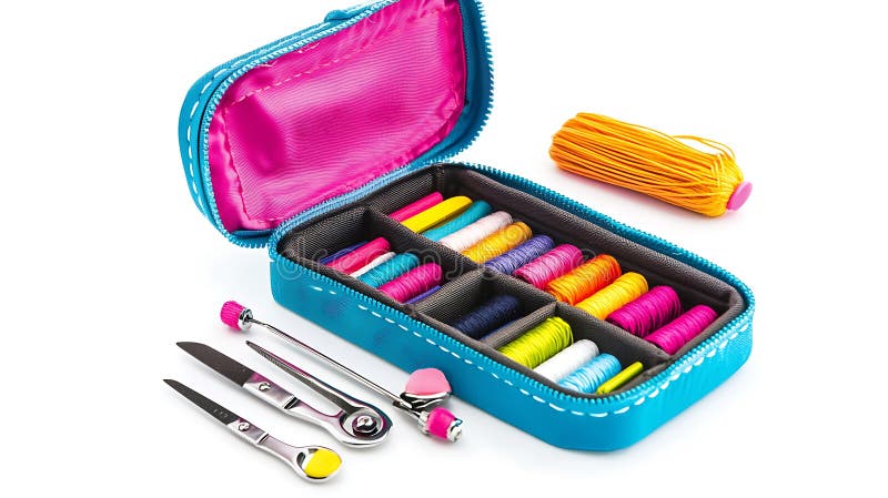 A Blue Case with a Pink Lid and a Yellow Object Inside Stock Photo ...