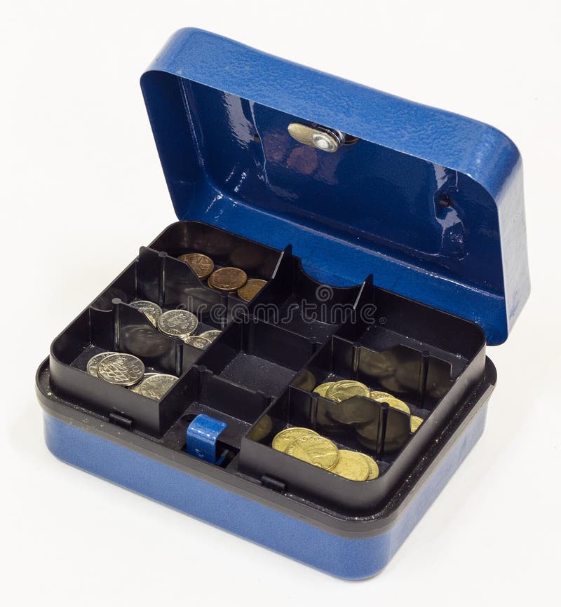 Blue Cash Box stock image. Image of currency, money, security - 32057617