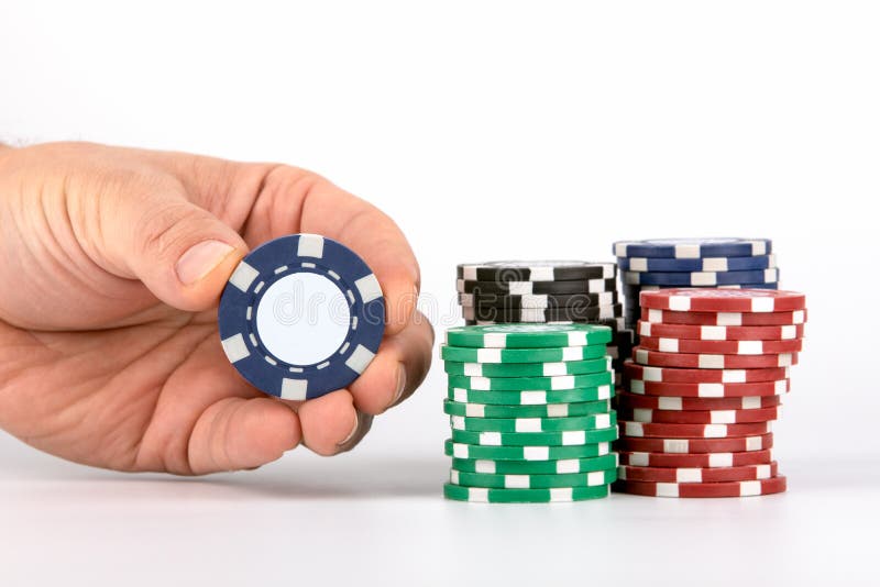 Blue Casino Chip Isolated on White. Poker Game Stock Image - Image of ...