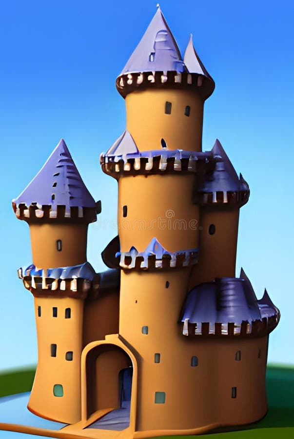 Blue Castle with Princess and Bunny on the Carriage Illustration Stock ...