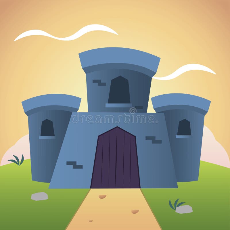 Blue Castle with Sunset. Vector Stock Vector - Illustration of ...