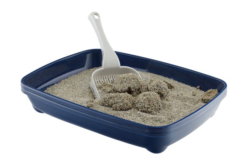 Blue Cat Litter Tray with Clumping Litter and Scoop Stock Image - Image ...