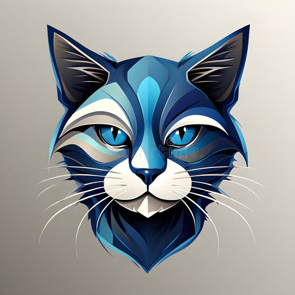 Blue Cat Logo stock illustration. Illustration of feline - 318840547