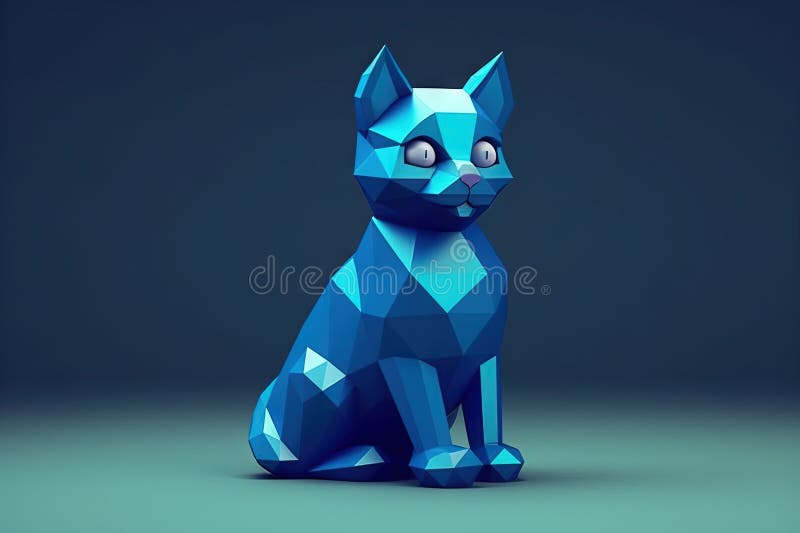 Blue Cat Low Poly Style Illustration Generative Ai Stock Illustration ...