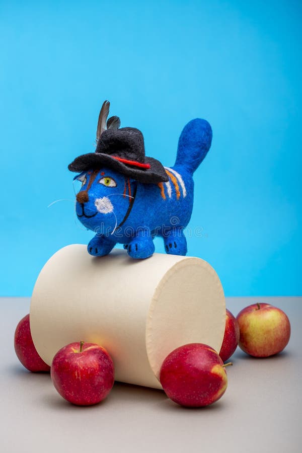 Blue Cat - Soft Toys Made of Felt Wool Stock Image - Image of ...