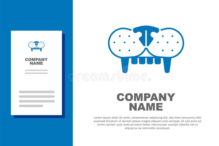 Blue Cat Tooth Icon Isolated on White Background. Logo Design Template ...