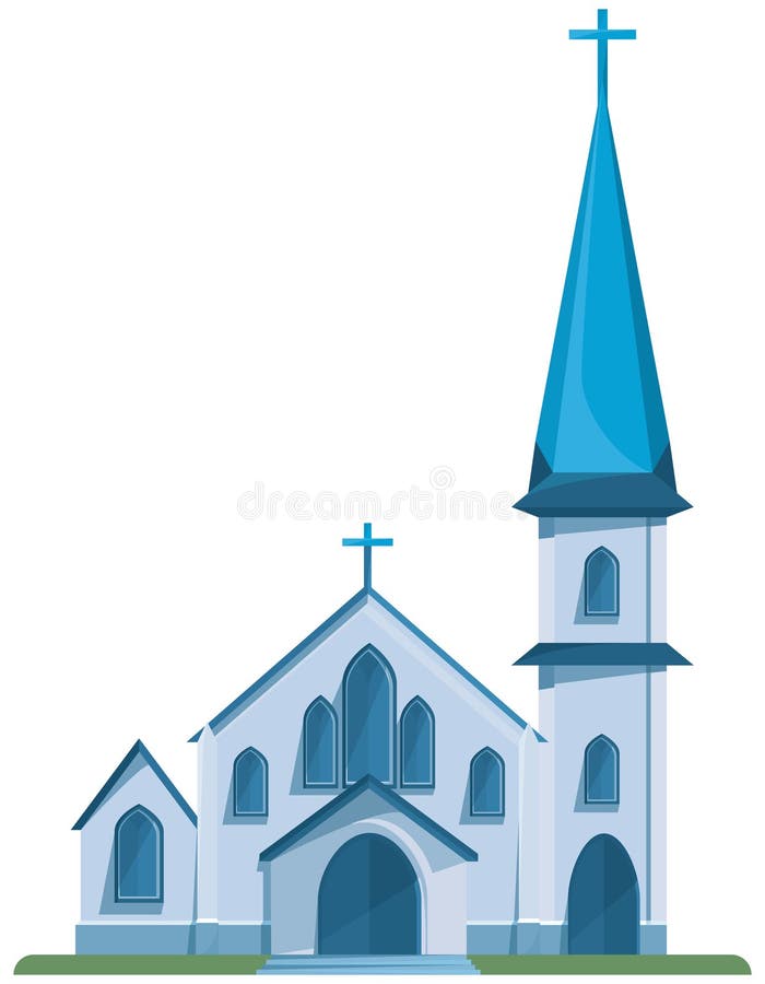 Blue catholic church stock illustration. Illustration of building ...