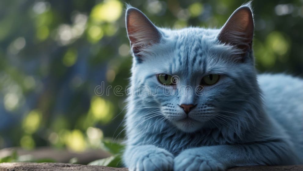 Blue Cats Serene Isolation a Charming D Clipart. Stock Image - Image of ...