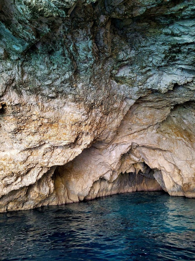 Blue caves Paxos stock image. Image of stalagmite, cliff - 262447911