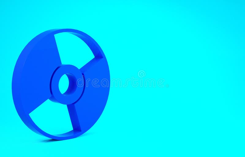Blue CD or DVD Disk Icon Isolated on Blue Background. Compact Disc Sign ...