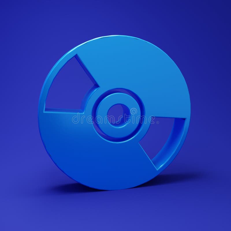 Blue CD or DVD Disk Icon Isolated on Blue Background. Compact Disc Sign ...
