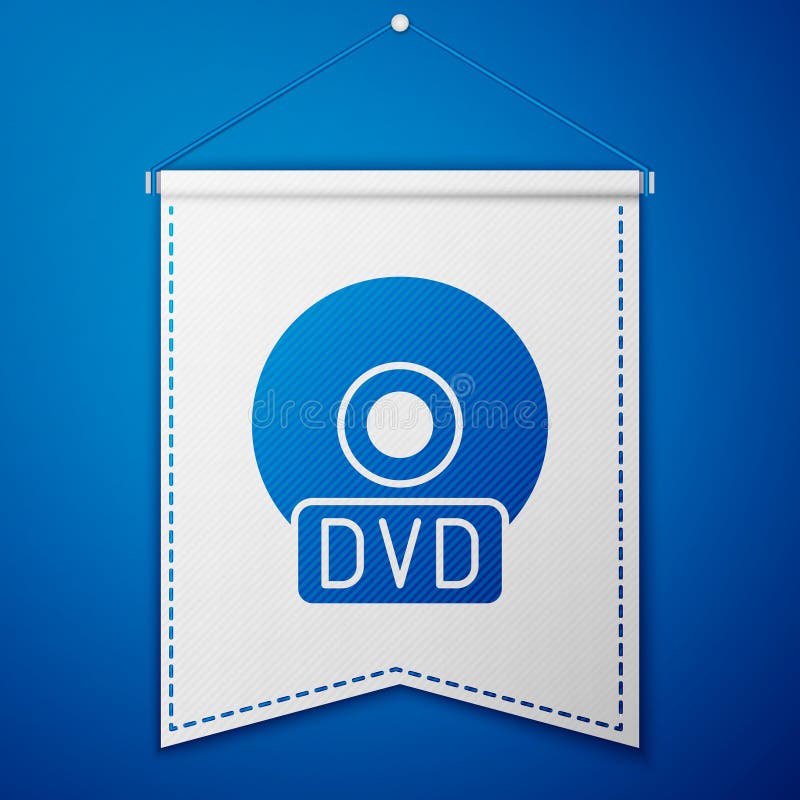 Blue CD or DVD Disk Icon Isolated on Blue Background. Compact Disc Sign ...