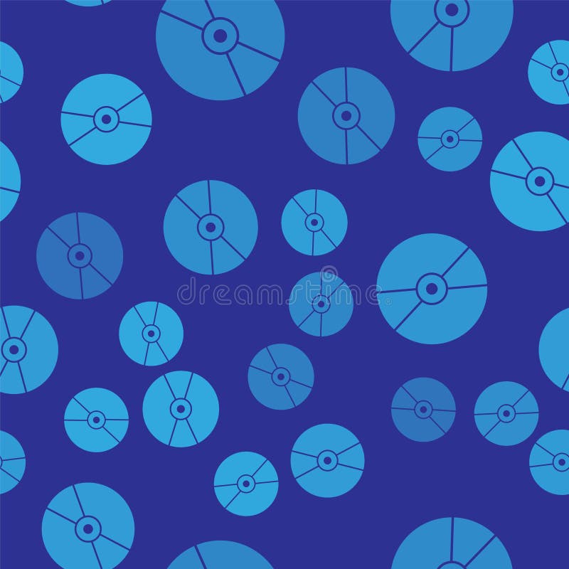 Blue CD or DVD Disk Icon Isolated Seamless Pattern on Blue Background ...