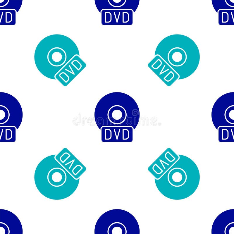 Blue CD or DVD Disk Icon Isolated Seamless Pattern on White Background ...