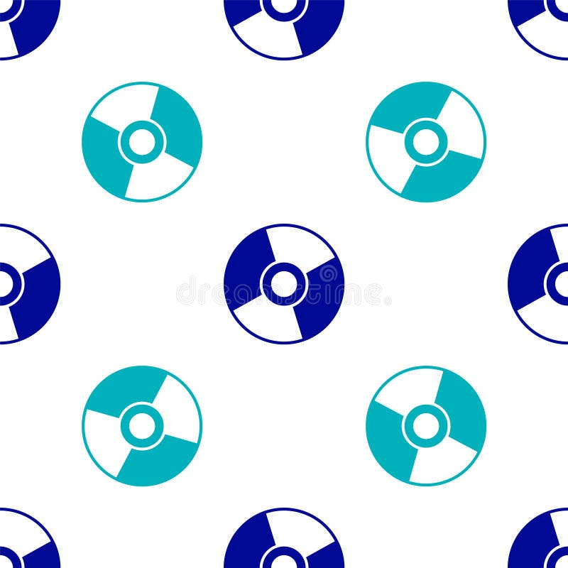 Blue CD or DVD Disk Icon Isolated Seamless Pattern on White Background ...