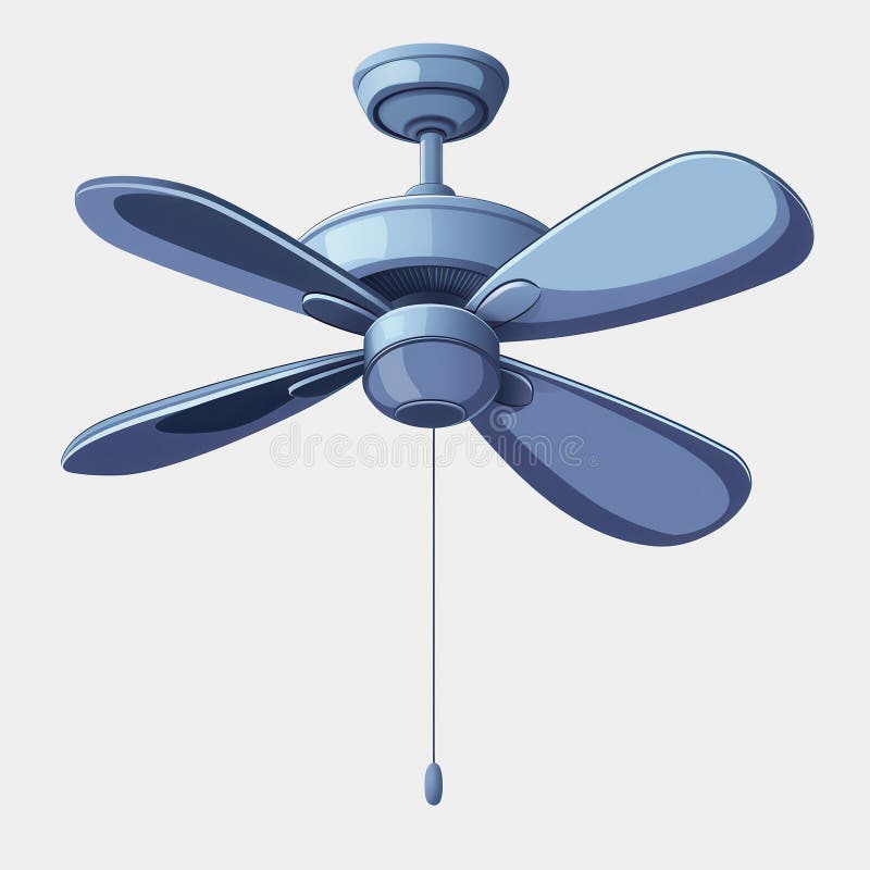 Blue Ceiling Fan Icon with Light Flat Design for Home Decor and ...