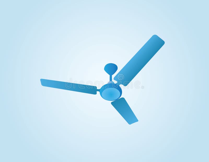A Blue Ceiling Fan on Top Position of a Room for Cooling Vector ...