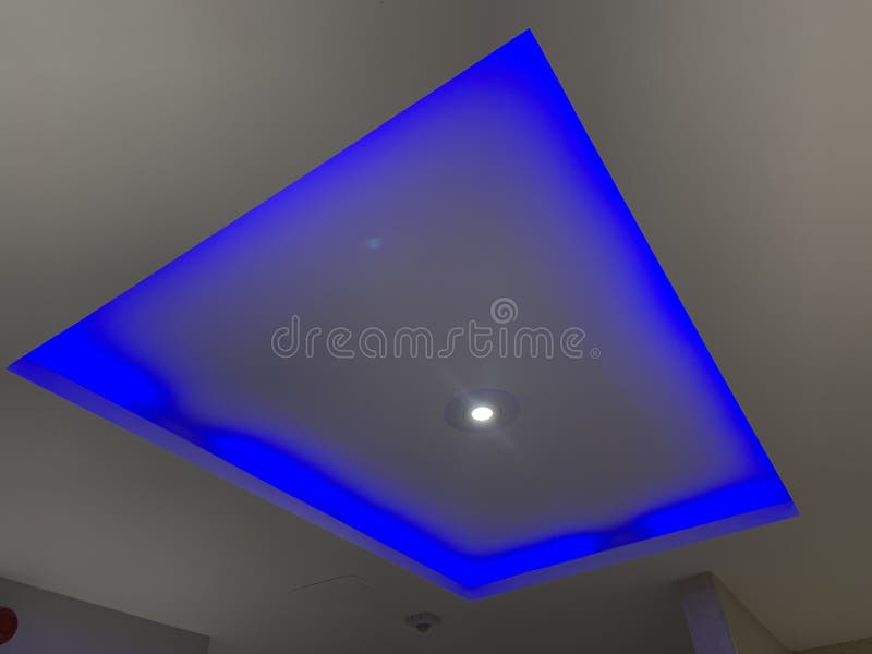 Blue Ceiling Lighting Feature, Recessed Light Feature with Blue ...