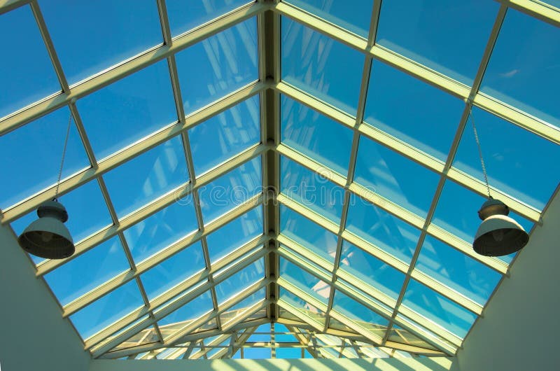 Top Glass Roof of a Shopping Mall Stock Image - Image of indoor, curved ...