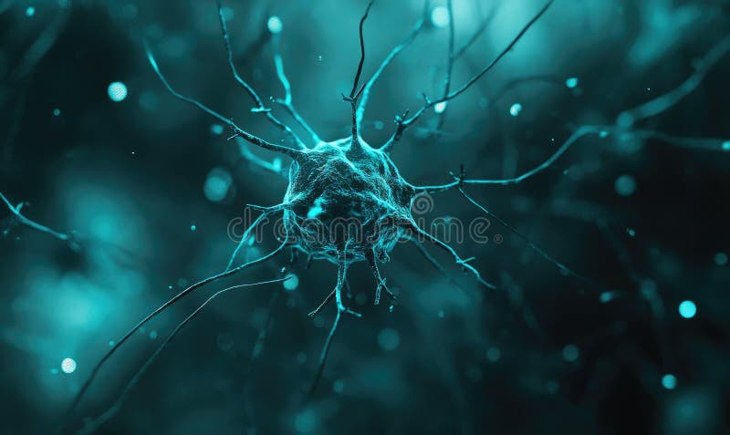 A Blue Cell with a Green Nucleus Stock Illustration - Illustration of ...
