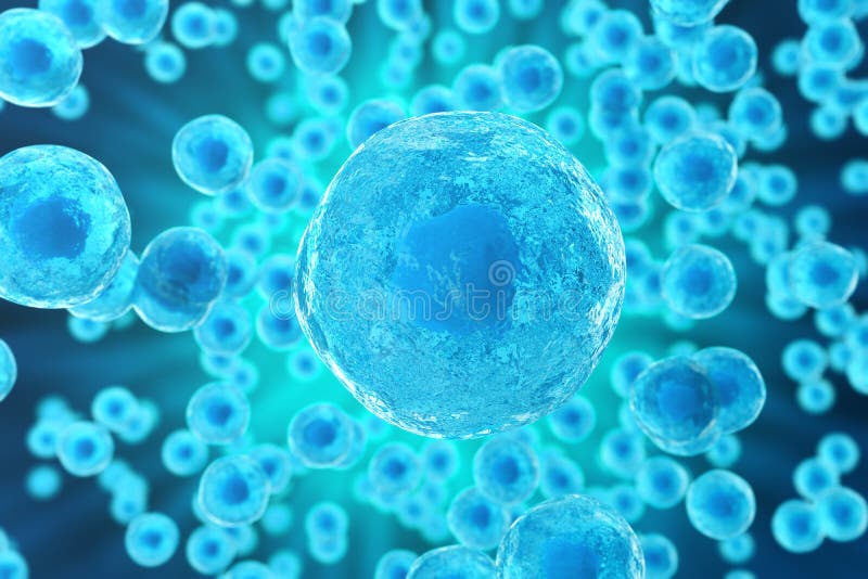 Blue Cells Science Bacgkround. 3d Rendering Stock Illustration ...