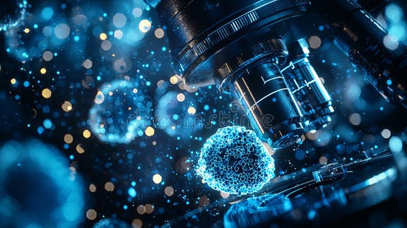 Blue Cells Under the Microscope Stock Illustration - Illustration of ...