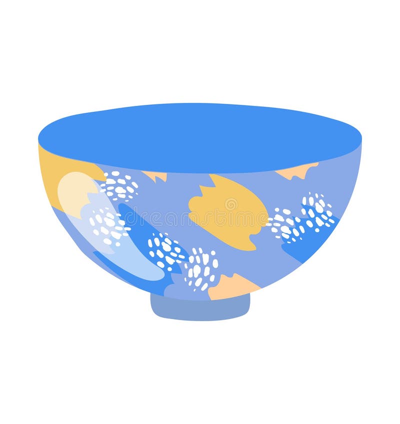 Blue Ceramic Bowl with Yellow Floral Pattern, Simple Scandinavian Style ...