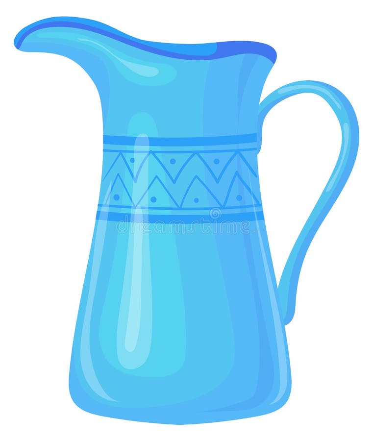 Blue Ceramic Jug Icon. Cartoon Clay Pitcher Stock Illustration ...