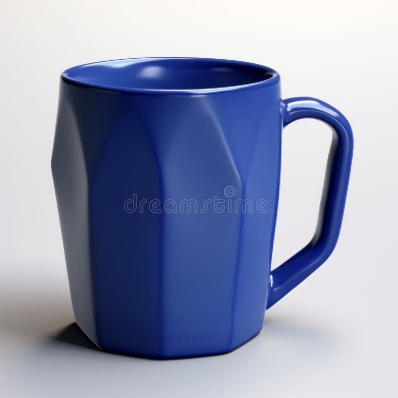 Humorous Blue 3d Coffee Mug with Angular Geometry Design Stock ...