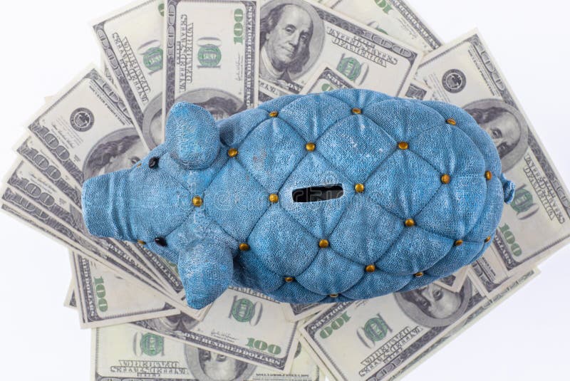 Blue Ceramic Pig Money Box Isolated on White Stock Photo - Image of ...