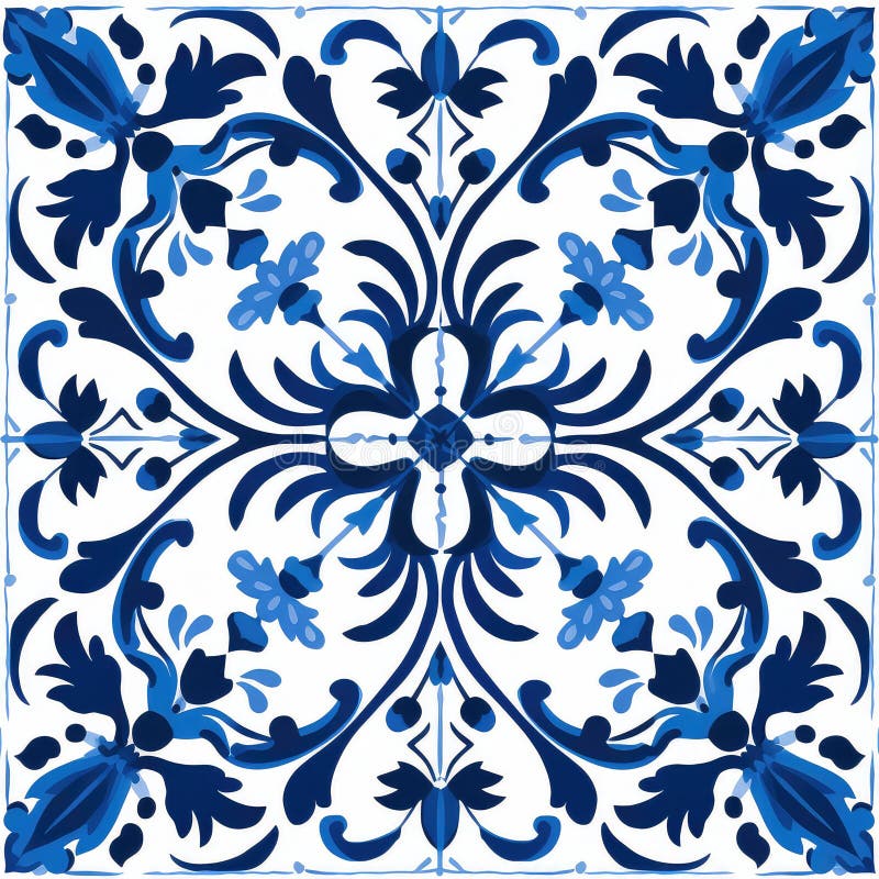 Blue ceramic tile pattern stock illustration. Illustration of wallpaper ...