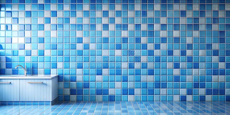 Blue Ceramic Wall and Floor Tiles Stock Illustration - Illustration of ...