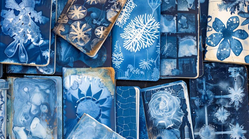 Blue Ceramic Tiles with Intricate Patterns and Textures Stock ...