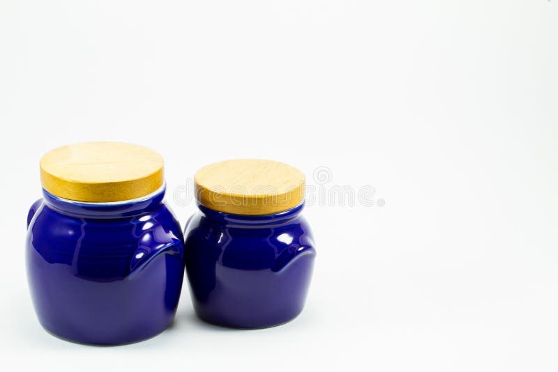 Blue Ceramics Jars Isolated White Background Stock Photos - Free ...