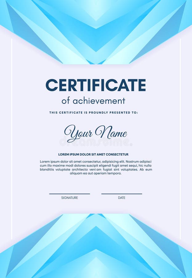 Blue Certificate of Achievement Template with Wave Abstract Stock ...