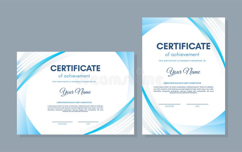 Blue Certificate of Achievement Template with Wave Abstract Stock ...