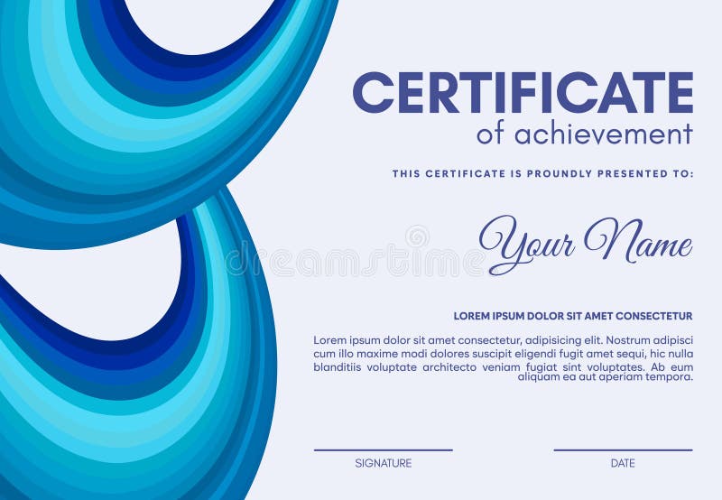 Blue Certificate of Achievement Template with Wave Abstract Stock ...