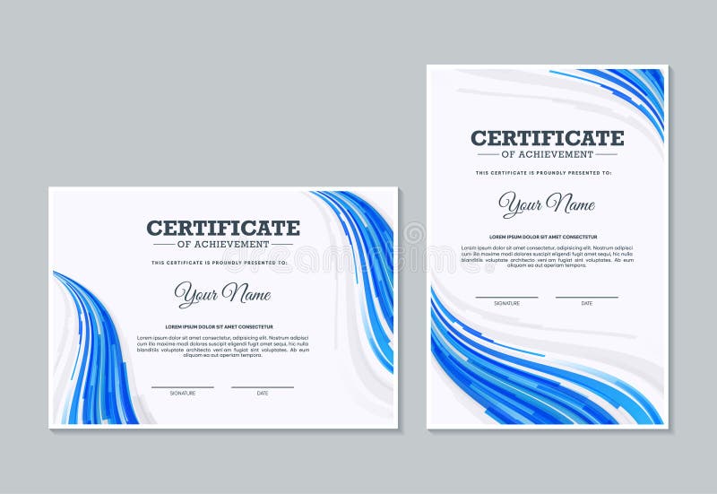 Blue Certificate of Achievement Template with Wave Abstract Stock ...
