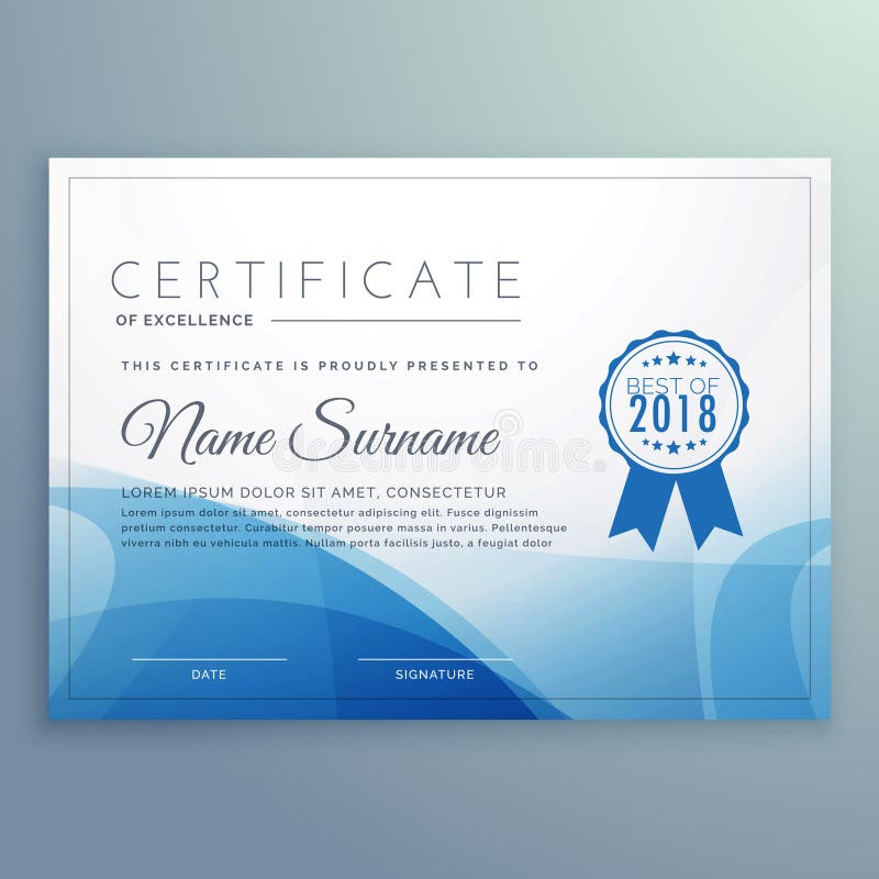 Modern Certificate Template Design with Blue and White Colo Stock ...