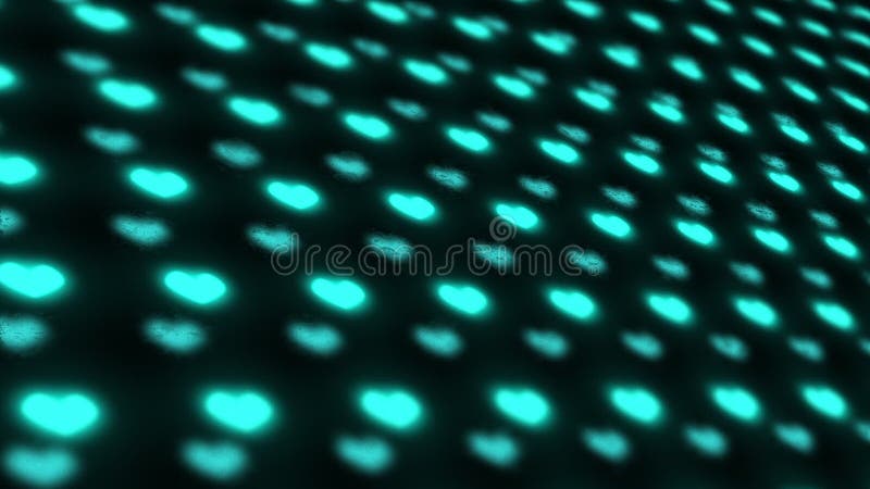 Blue CGI Hearts Spinning Against a Dark Background. Heart Shape Special ...