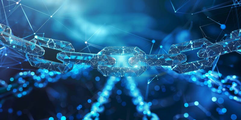 A Blue Chain with a Blue Link Stock Illustration - Illustration of cell ...