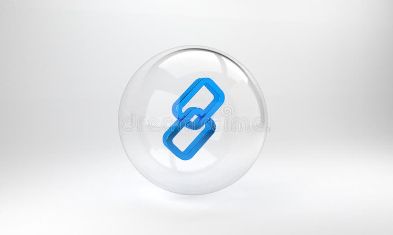 Blue Chain Link Icon Isolated on Grey Background. Link Single. Glass ...