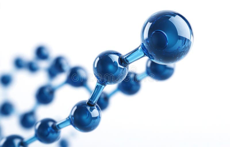 A Blue Chain of Molecules is Shown in a Close Up Stock Illustration ...