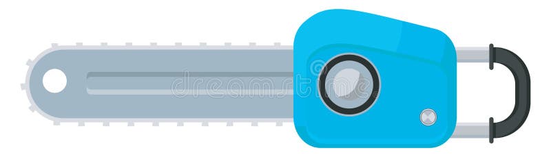 Blue chainsaw, icon stock vector. Illustration of player - 261373090