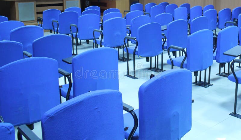Blue Chair in a Conference Room Stock Photo - Image of education, stack ...